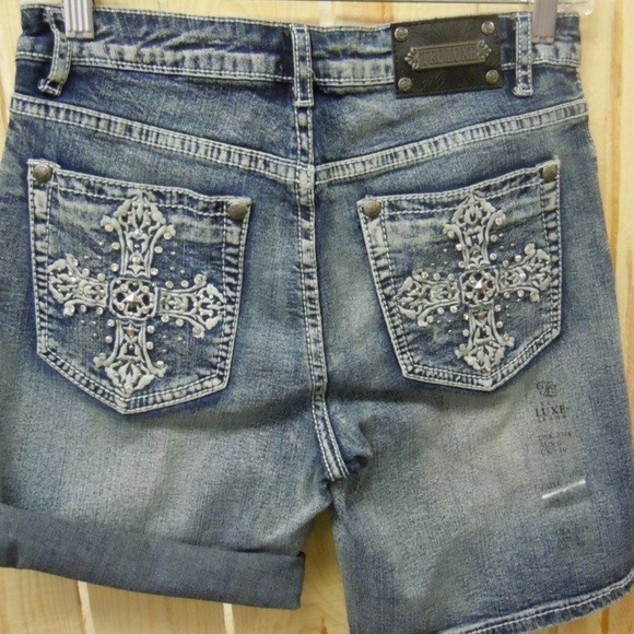 TRU LUXE | Shorts | Tru Luxe Denim Jean Cross Bling Short | Poshmark